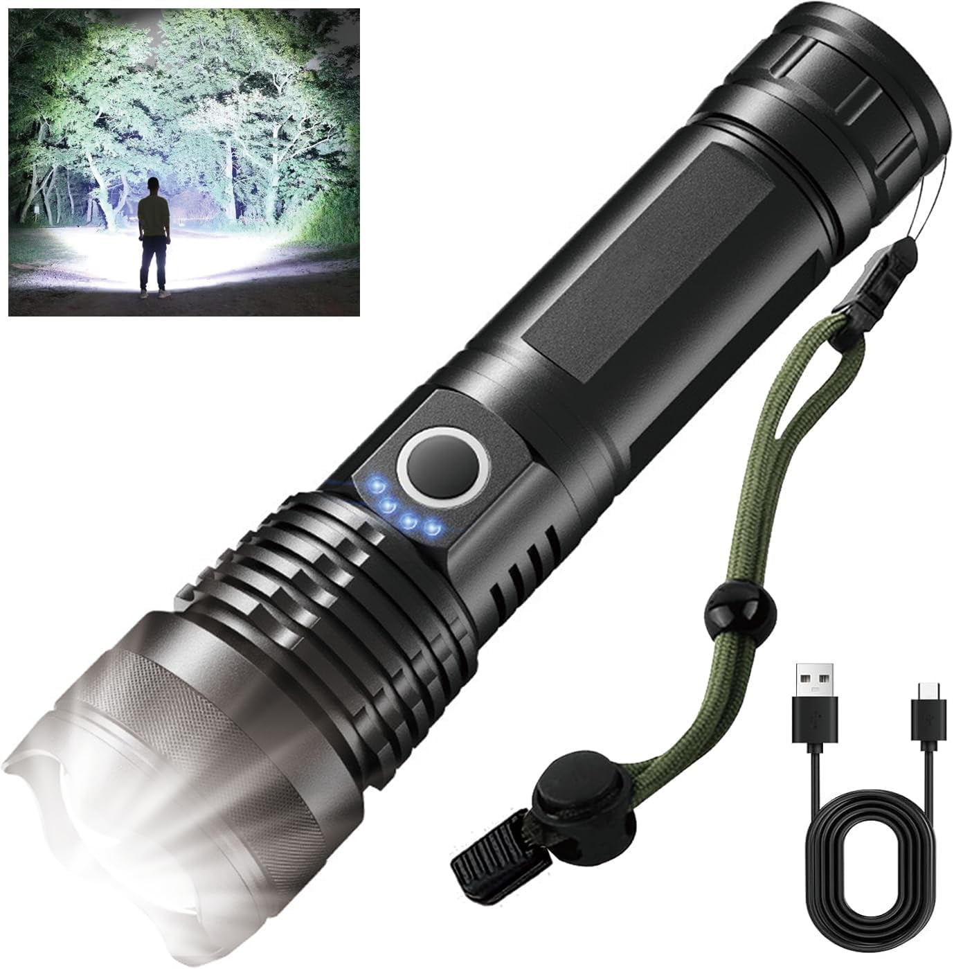 Rechargeable Flashlight 990,000 High Lumens, Tactical LED Flash Light ...