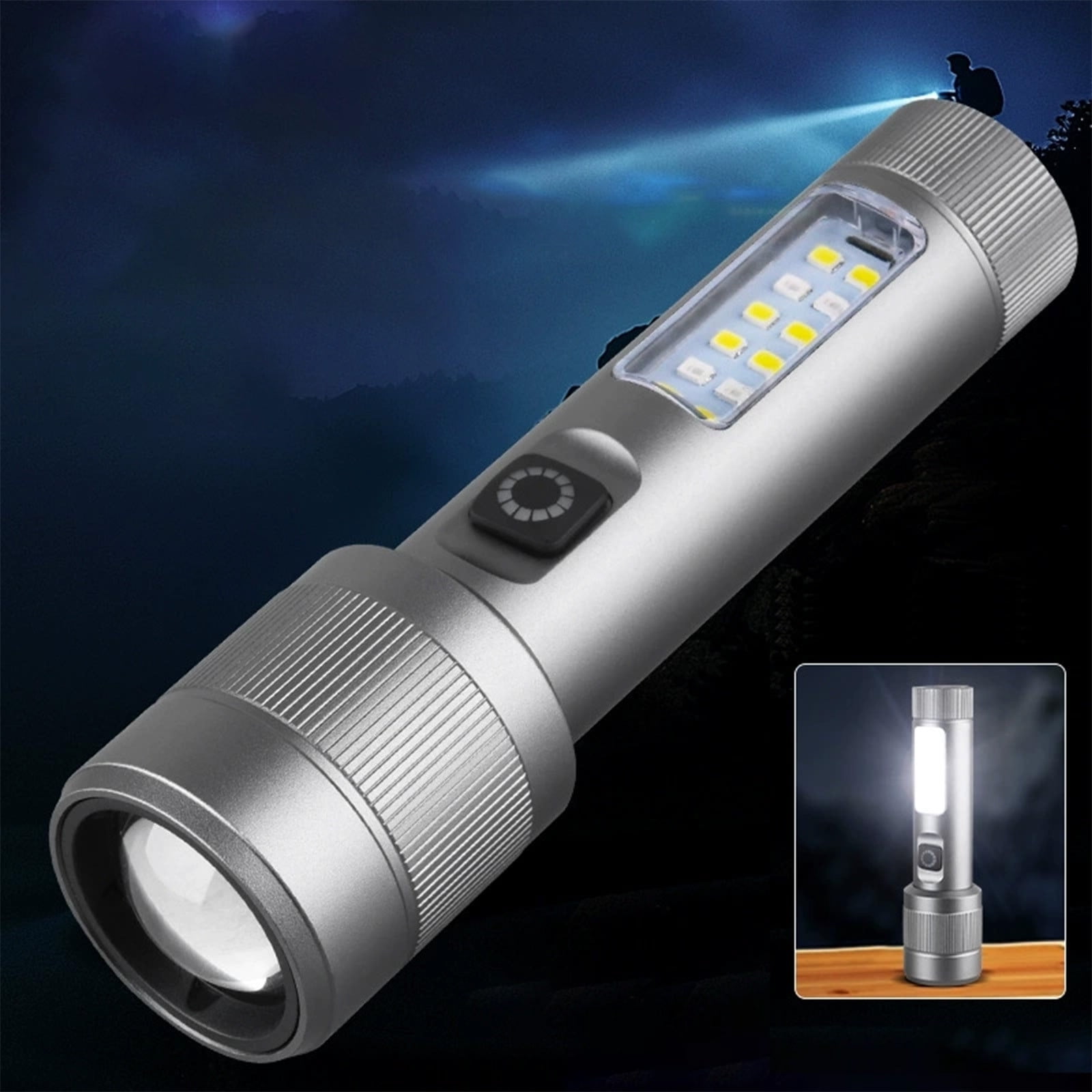 Rechargeable Flashlight, Aluminum Alloy LED Searchlight, 560LM ...