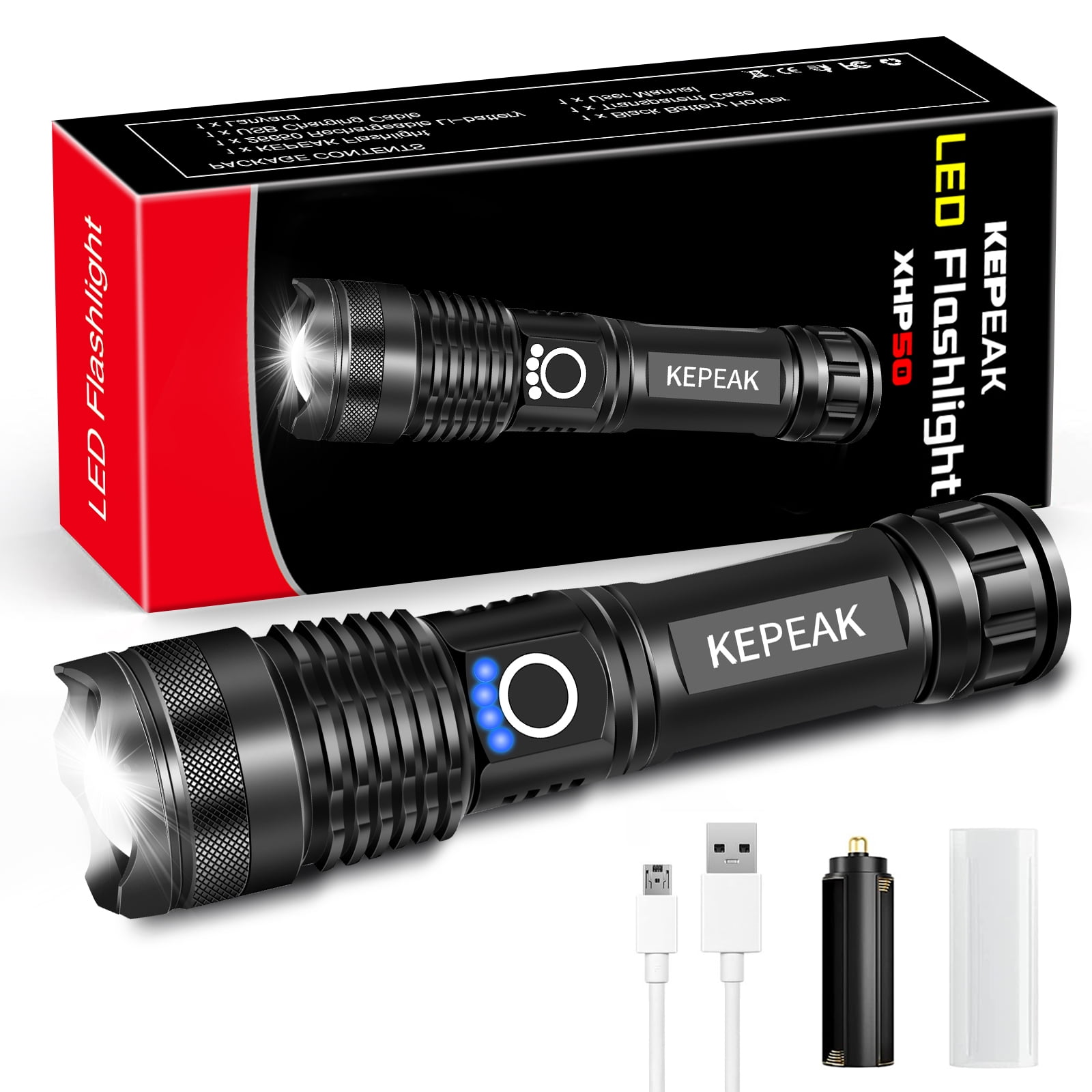Rechargeable Flashlight,DFITO High Lumens Super Bright Flashlights, 5 ...