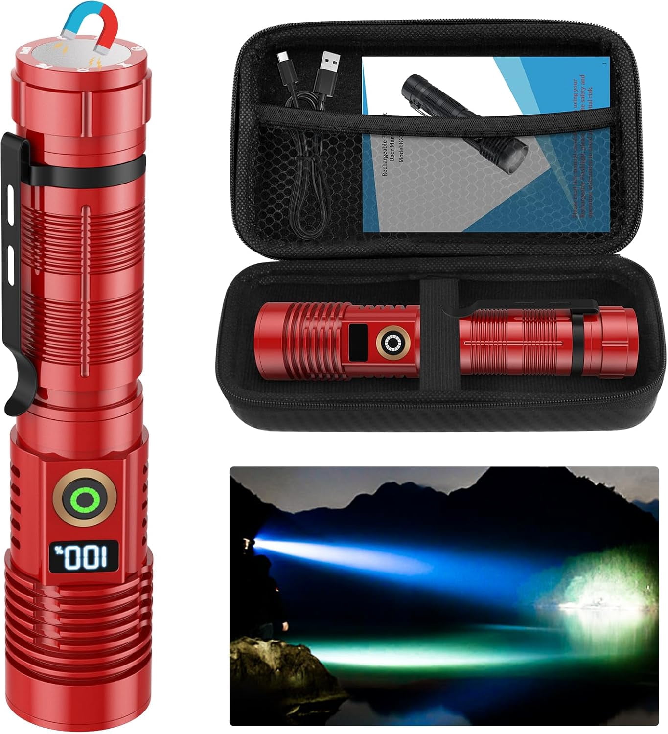 Rechargeable Flashlight High Lumens,Super Bright Magnetic Flash Light ...