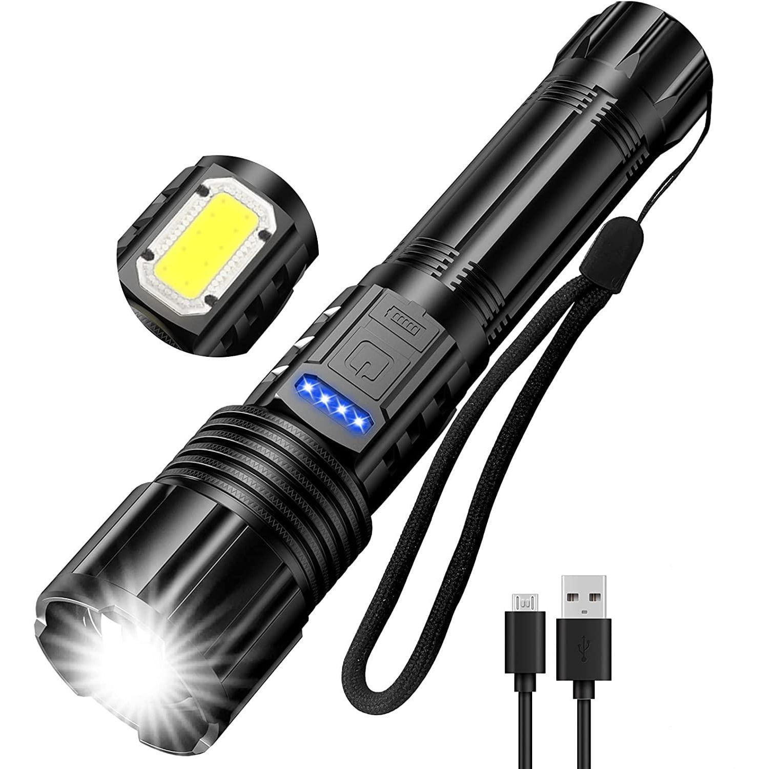 Rechargeable Flashlight Super Bright, 2000 High Lumens LED Flashlight ...