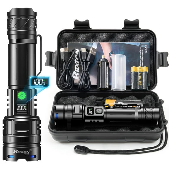 Rechargeable Flashlights 10000 High Lumens Single One Mode Super Bright ...