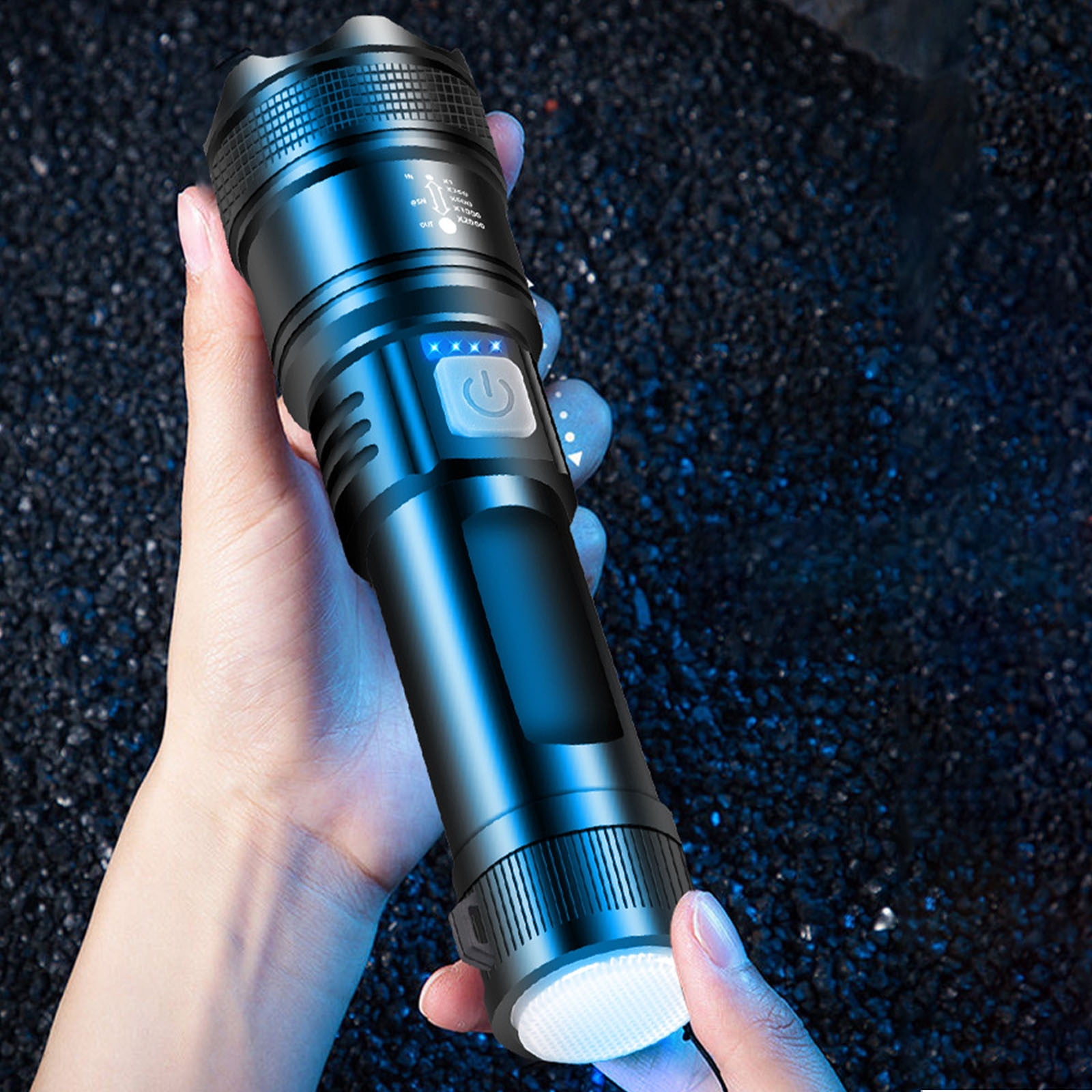 Rechargeable Flashlights 4 Speed Power Display Outdoor Portable ...
