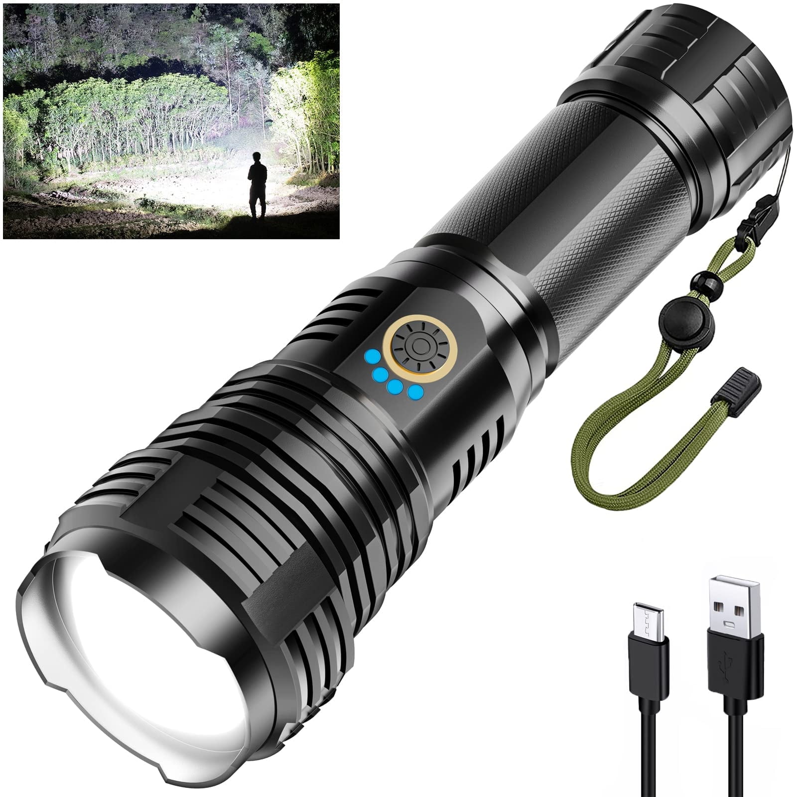 Rechargeable Flashlights 900000 High Lumens, High Power Led Flashlight ...