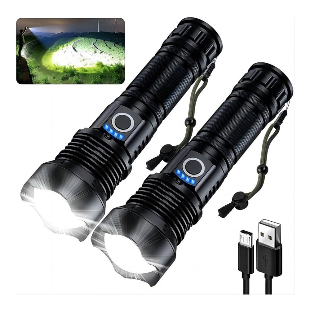 Rechargeable Flashlights 990,000 High Lumens - 2 Pack, Super Bright 12 Hours Long Life LED ...