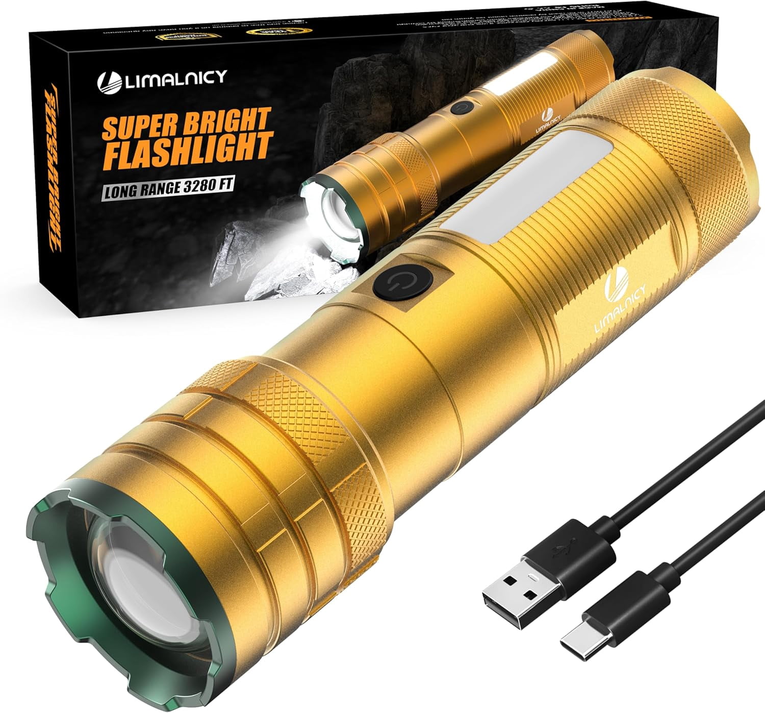 Rechargeable Flashlights High Lumens 100,000 Long Lasting, 4 Modes with ...