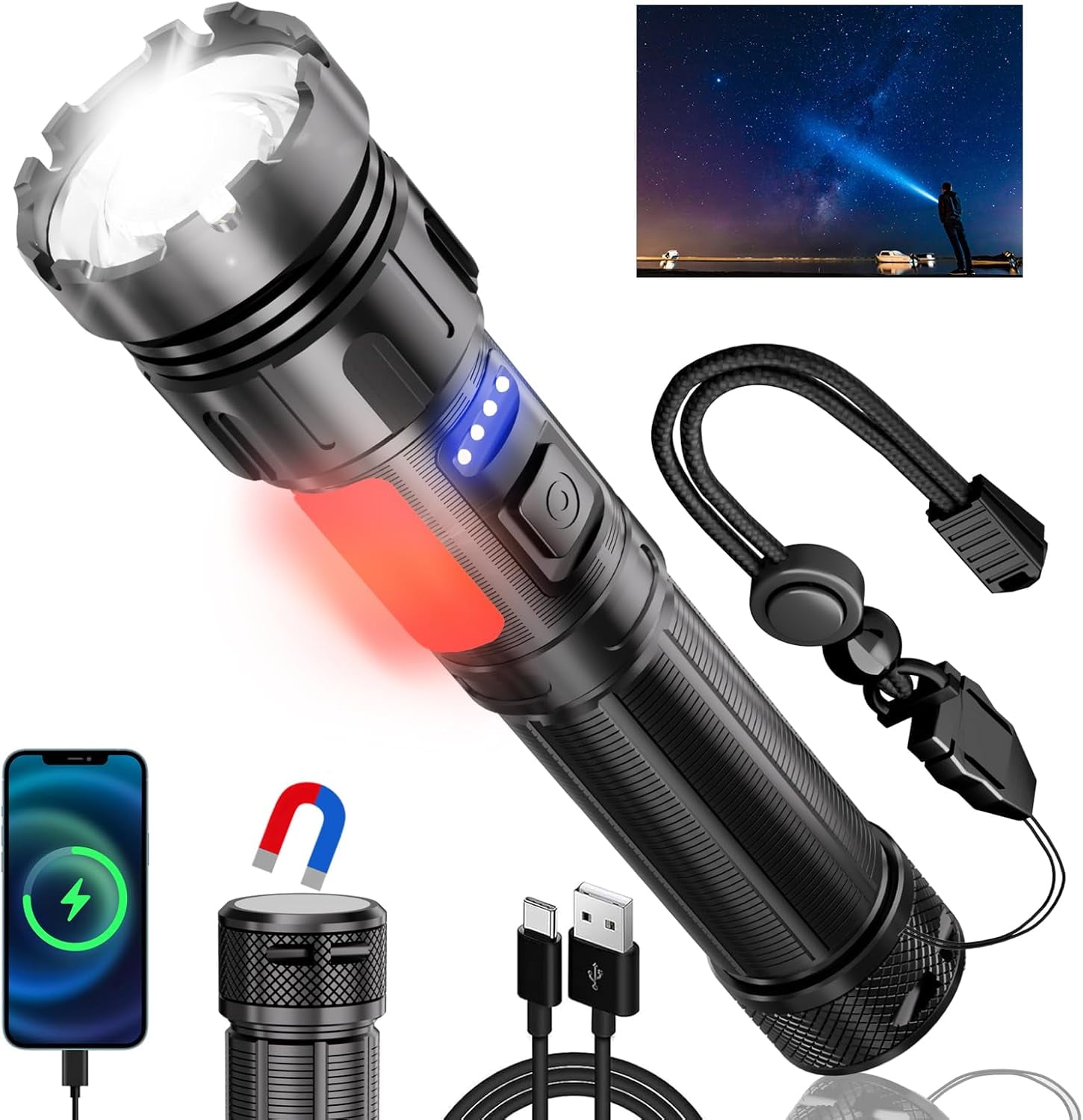 Rechargeable Flashlights High Lumens, 1200.000 LM Super Bright ...