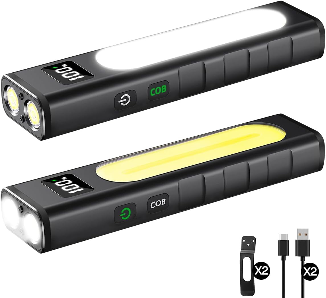 Rechargeable Flashlights High Lumens 1800, Flat EDC Flashlight ...