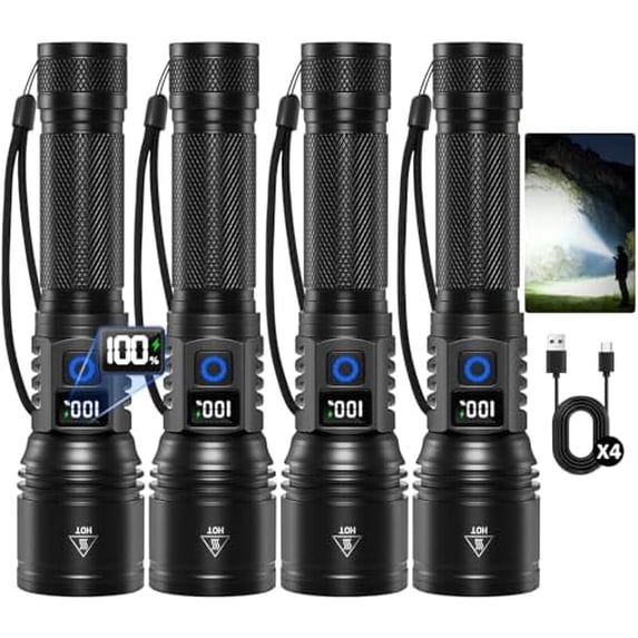 Rechargeable Flashlights High Lumens 9900, 4Pack Super Bright ...