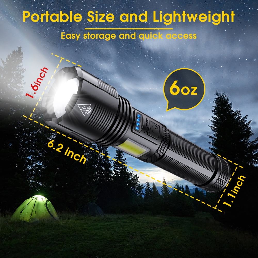 Rechargeable Flashlights High Lumens, IPX6, 6 Modes, 90000 Lumen USB ...