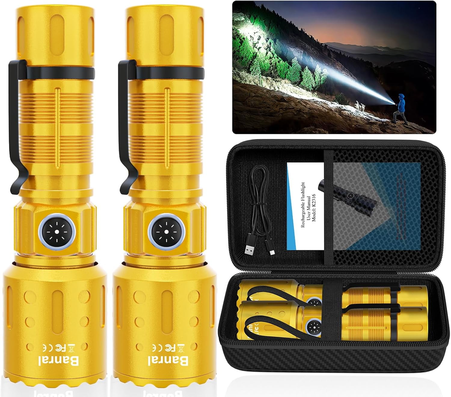 Rechargeable Flashlights High Lumens, Super Bright LED Small Powerful ...