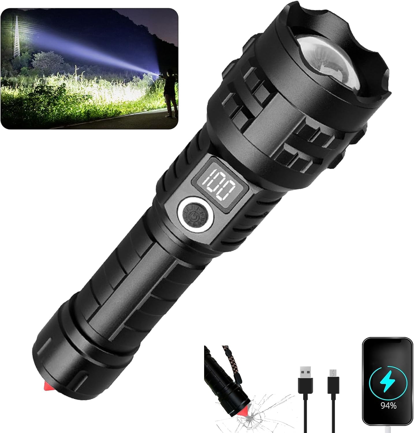 Rechargeable Flashlights Super High Lumens, Super Bright Flashlight ...