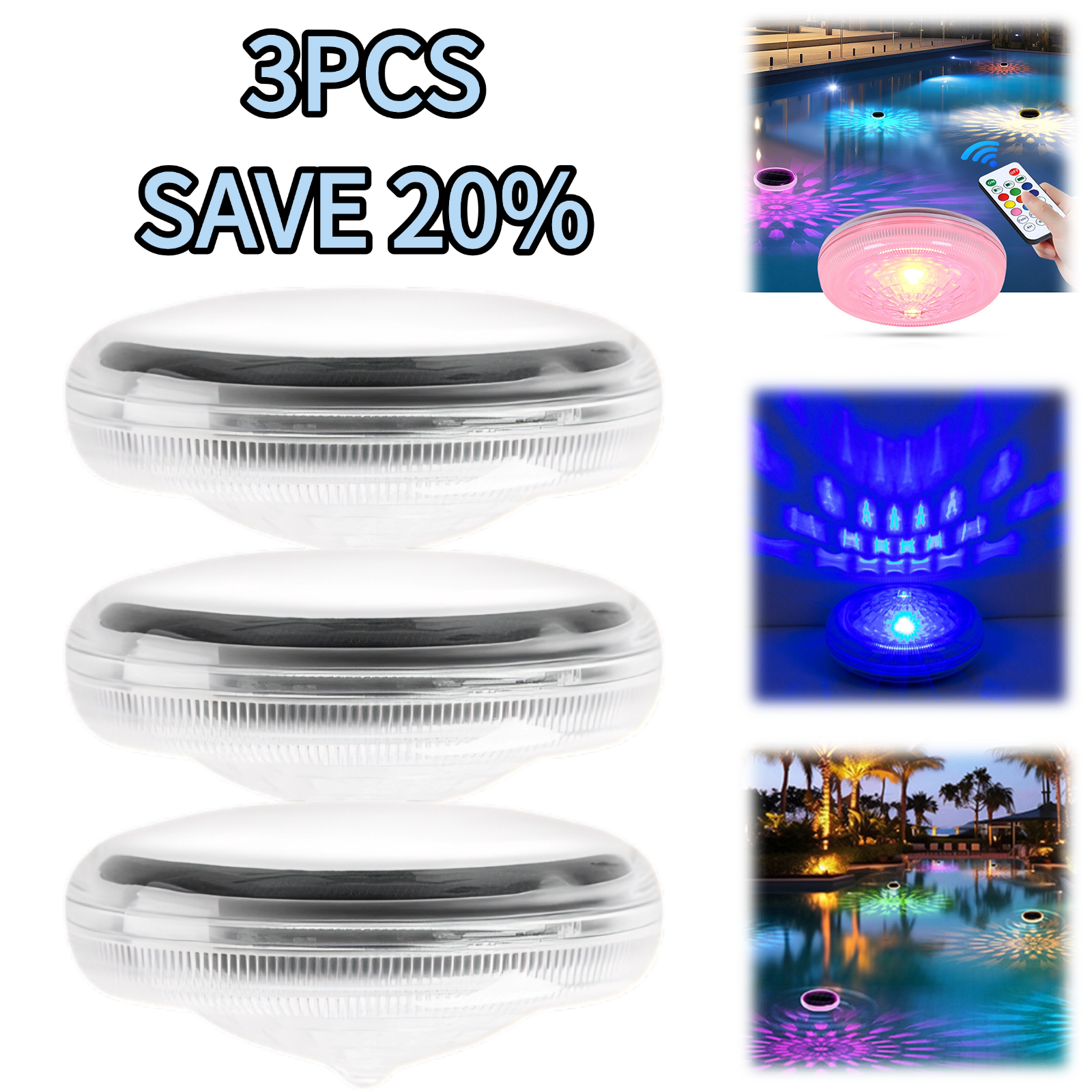 Rechargeable Floating Pool Lights, Pool Lights with 9 Dynamic Lighting ...