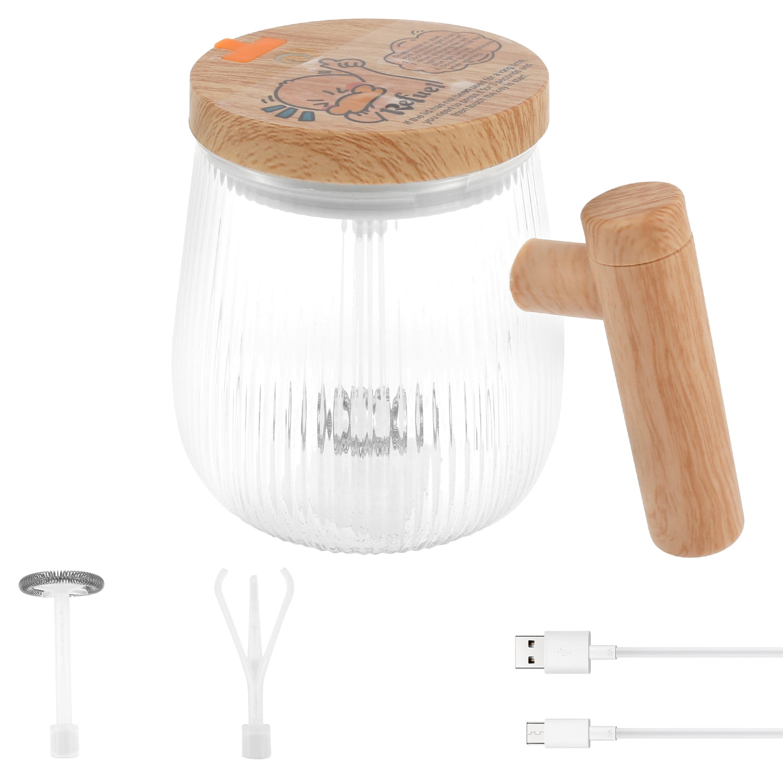Rechargeable Glass Milk Self Mix Cup Transparent Automatic Electric ...
