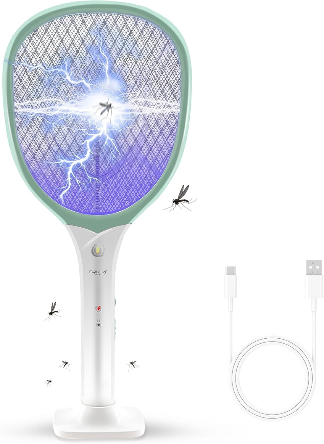 Rechargeable Handheld Bug Zapper Racket 2 in 1 Electric Fly Swatter (2 ...