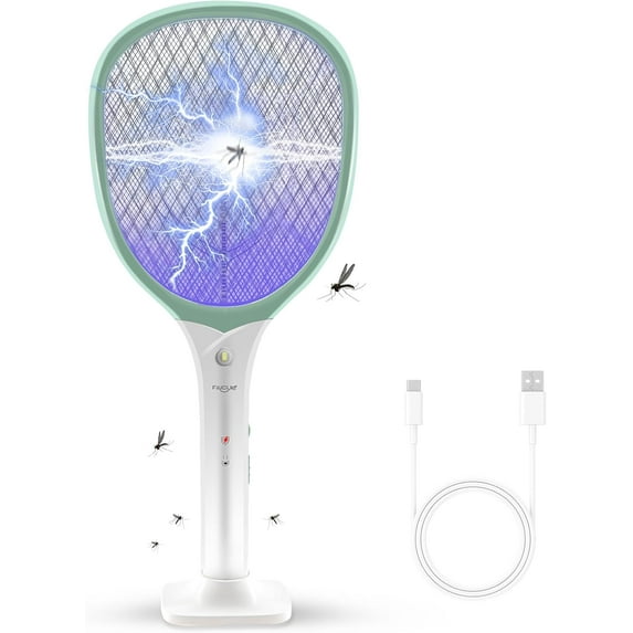 Rechargeable Handheld Bug Zapper Racket 2 in 1 Electric Fly Swatter (2 ...