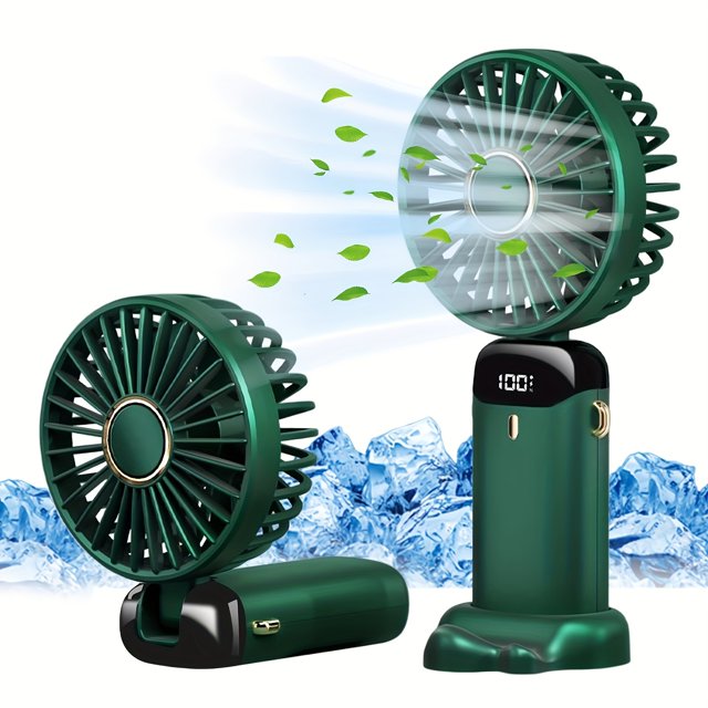 Rechargeable Handheld Fan with LED Display - Adjustable Stand, USB ...