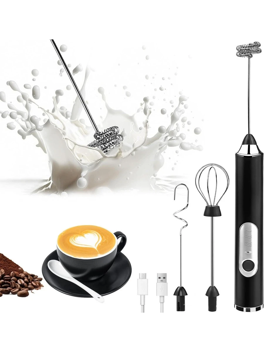 Rechargeable Handheld Milk Frother, 3 Speed Electric Coffee Mixer Wand ...