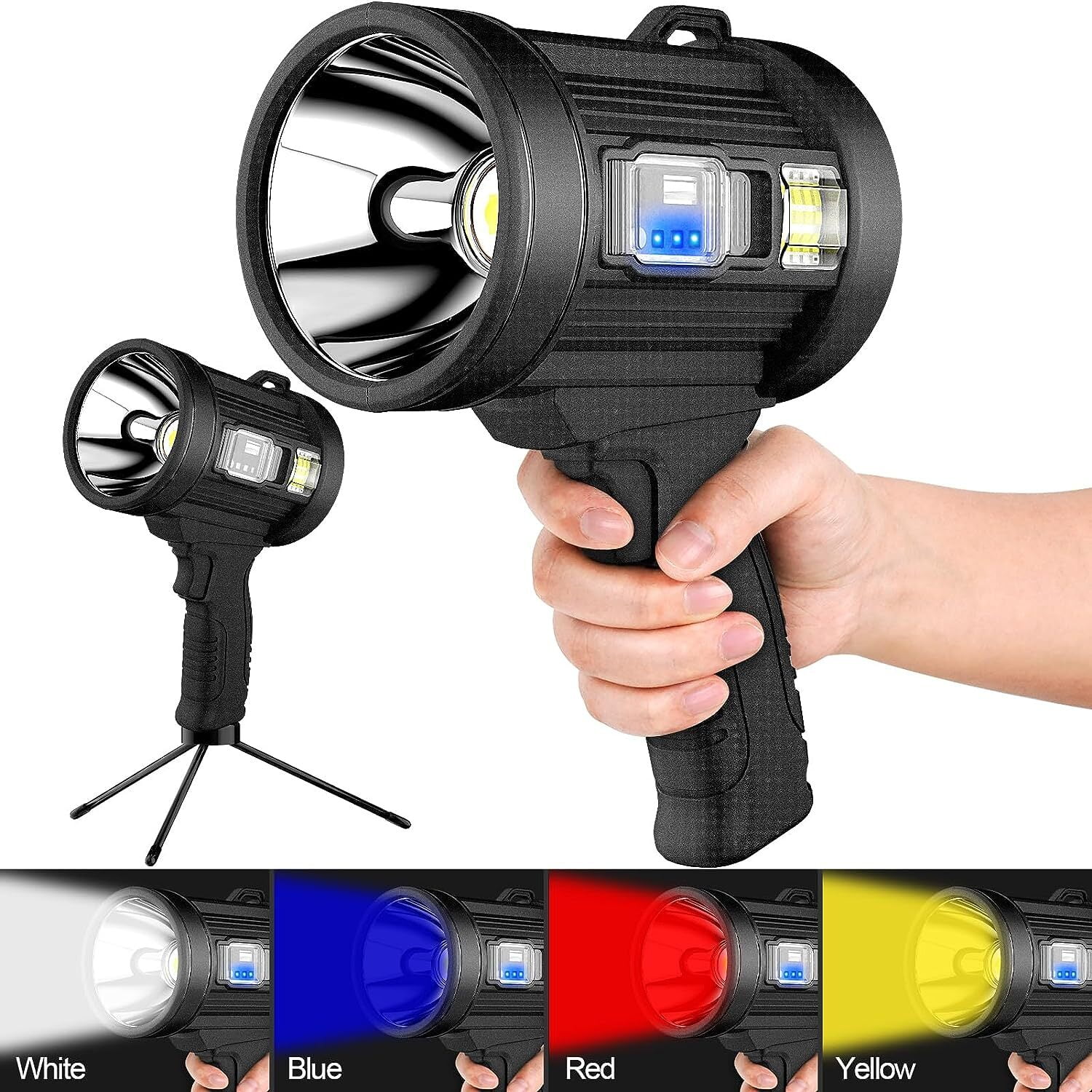 Rechargeable Handheld Spotlight, LED Handheld Flashlight with Solar ...