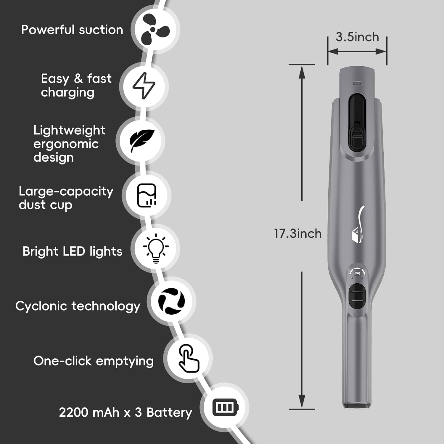 Rechargeable Handheld Vacuum, Lightweight Hand Vacuum Cordless ...