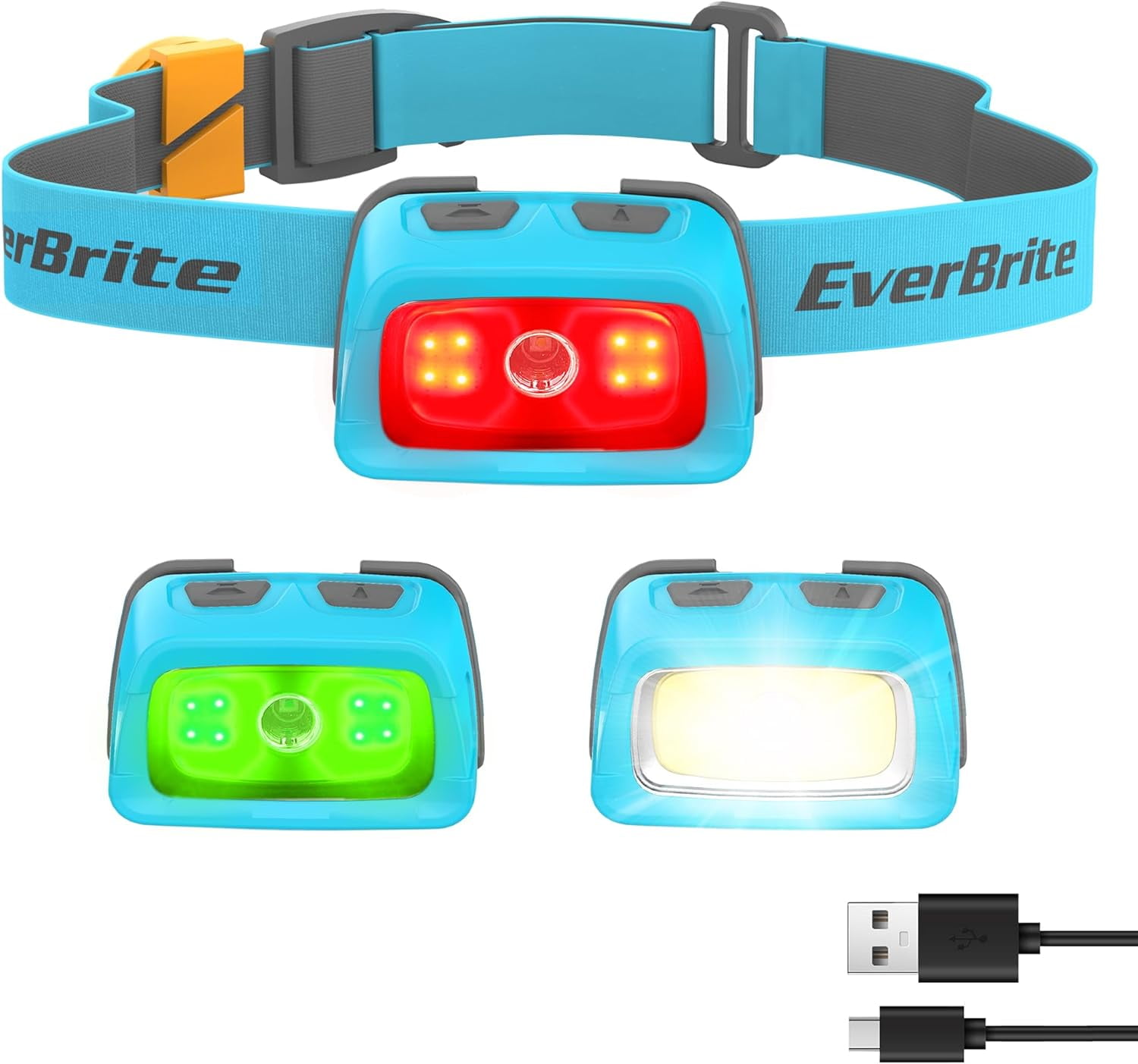 Rechargeable Headlamp, 350 Lumens Headlamp with Red Light and Memory ...