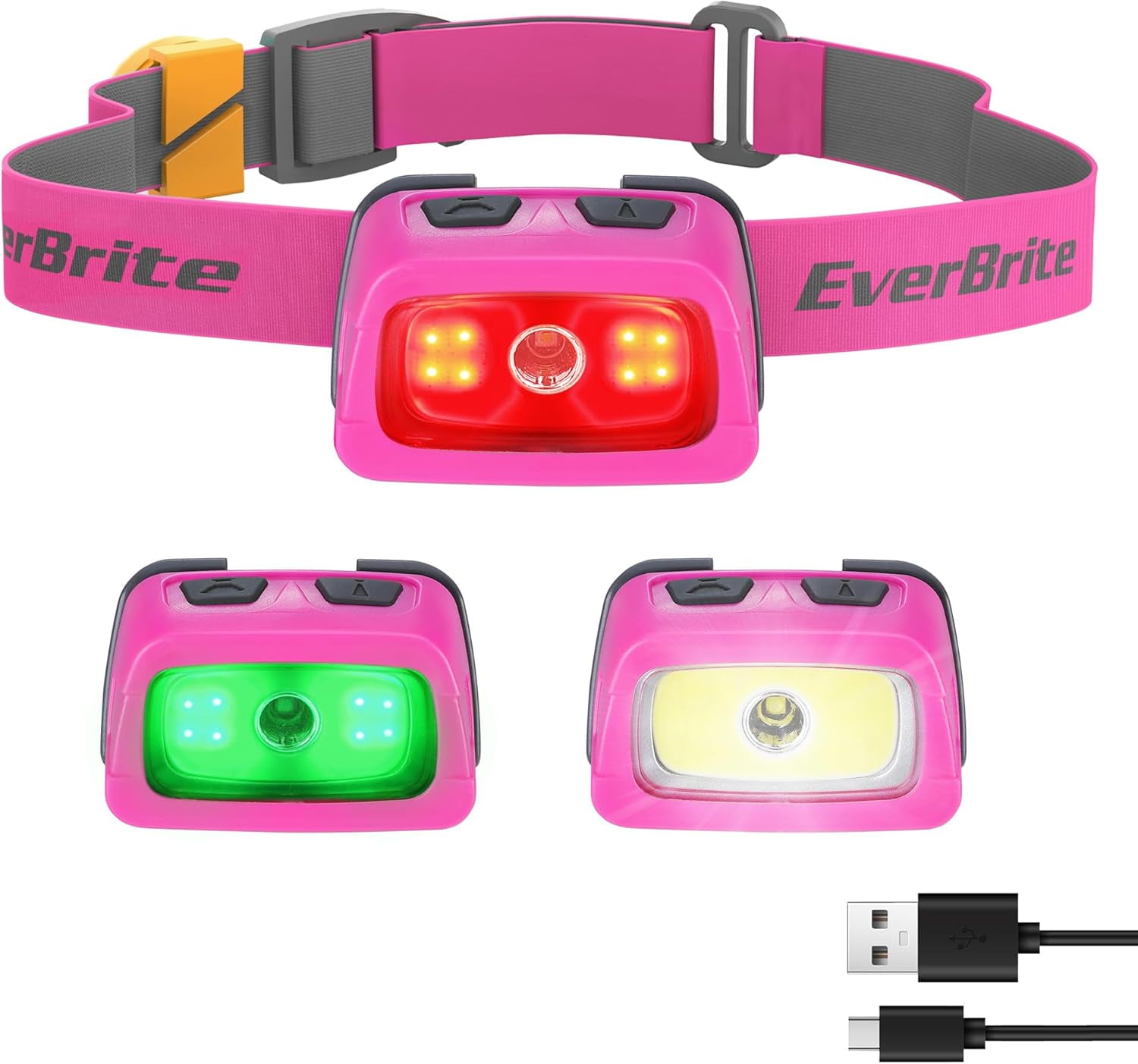 Rechargeable Headlamp, 350 Lumens Headlamp with Red Light and Memory ...