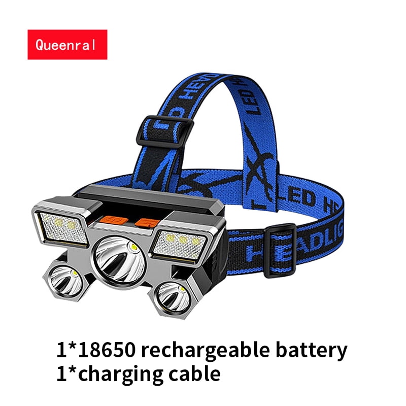 Rechargeable Headlamp With 5 High Power Leds Ideal For Fishing Camping ...