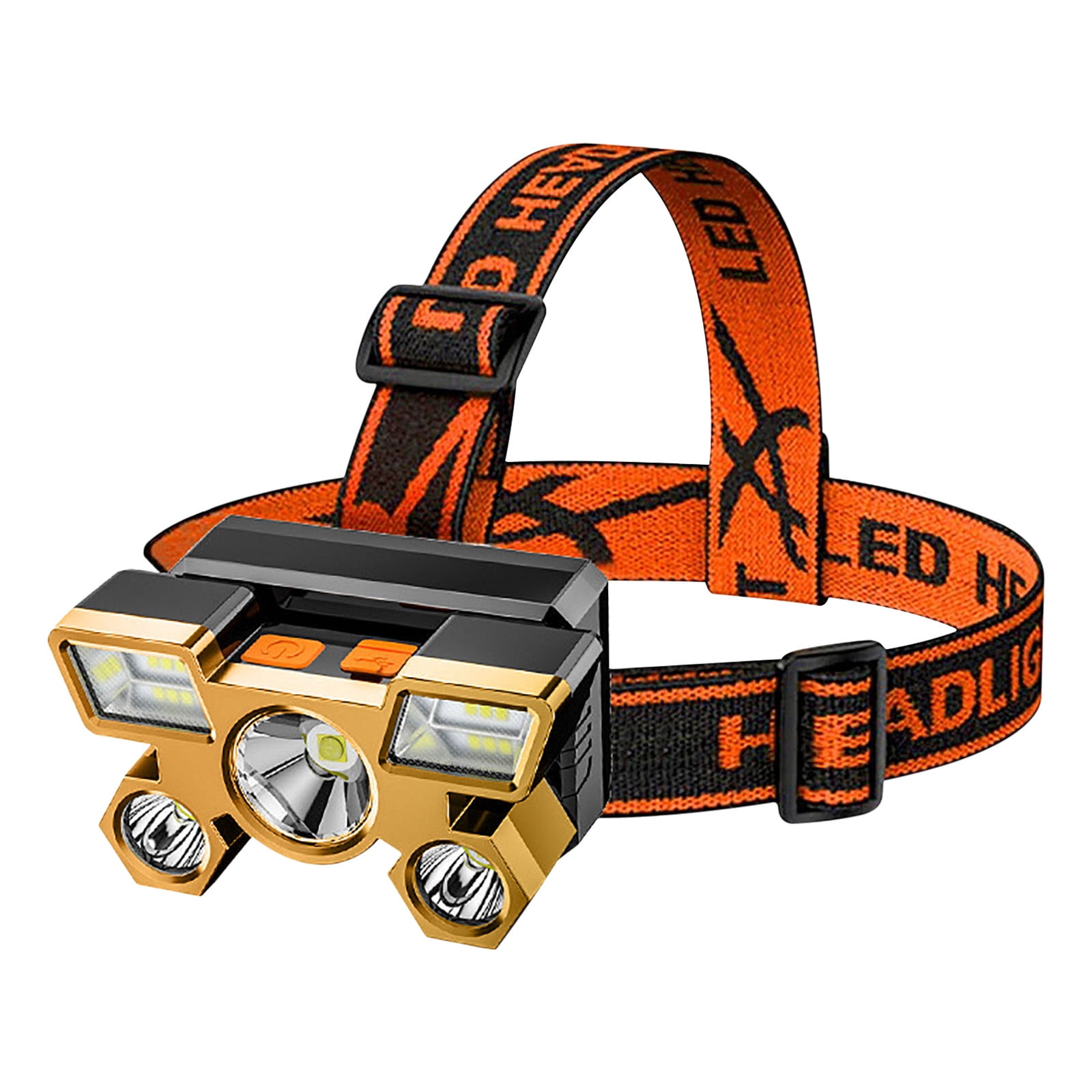 Rechargeable Headlamp, 5 LED Head Lamp for Adults, Waterproof Zoomable ...