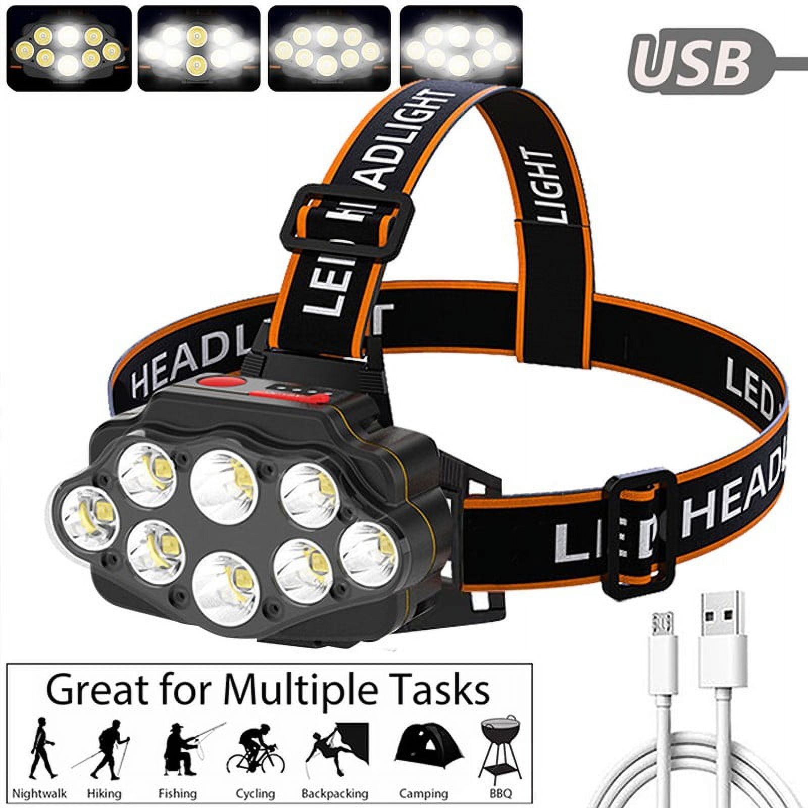 Woerma 8 LED Rechargeable Headlamp, 18000 Lumen, Waterproof, USB ...