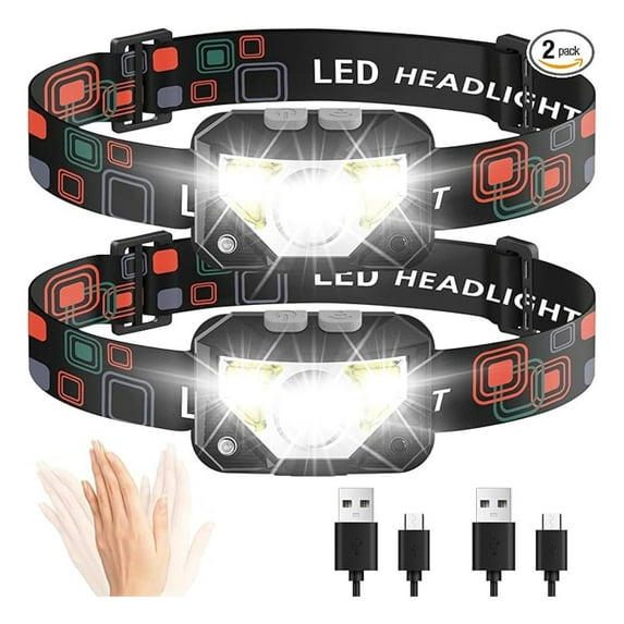 Rechargeable Headlamp LED 1200 Lumen Head Lamp with 8 Mode Sensor White ...
