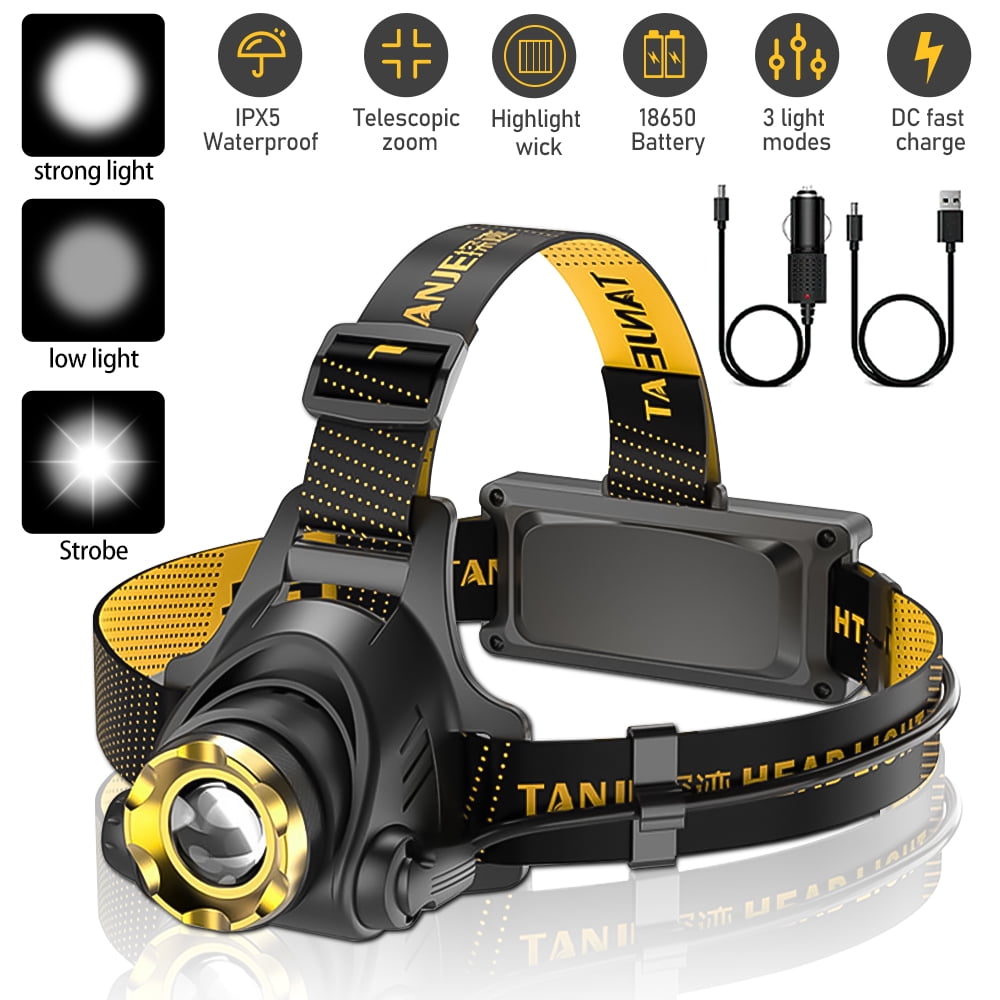 Super Bright Rechargeable 990000 Lumen LED Headlamp, 3 Modes, Ideal for ...