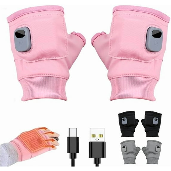 Rechargeable Heated Fingerless Gloves for Typing & Work – Wireless Hand ...