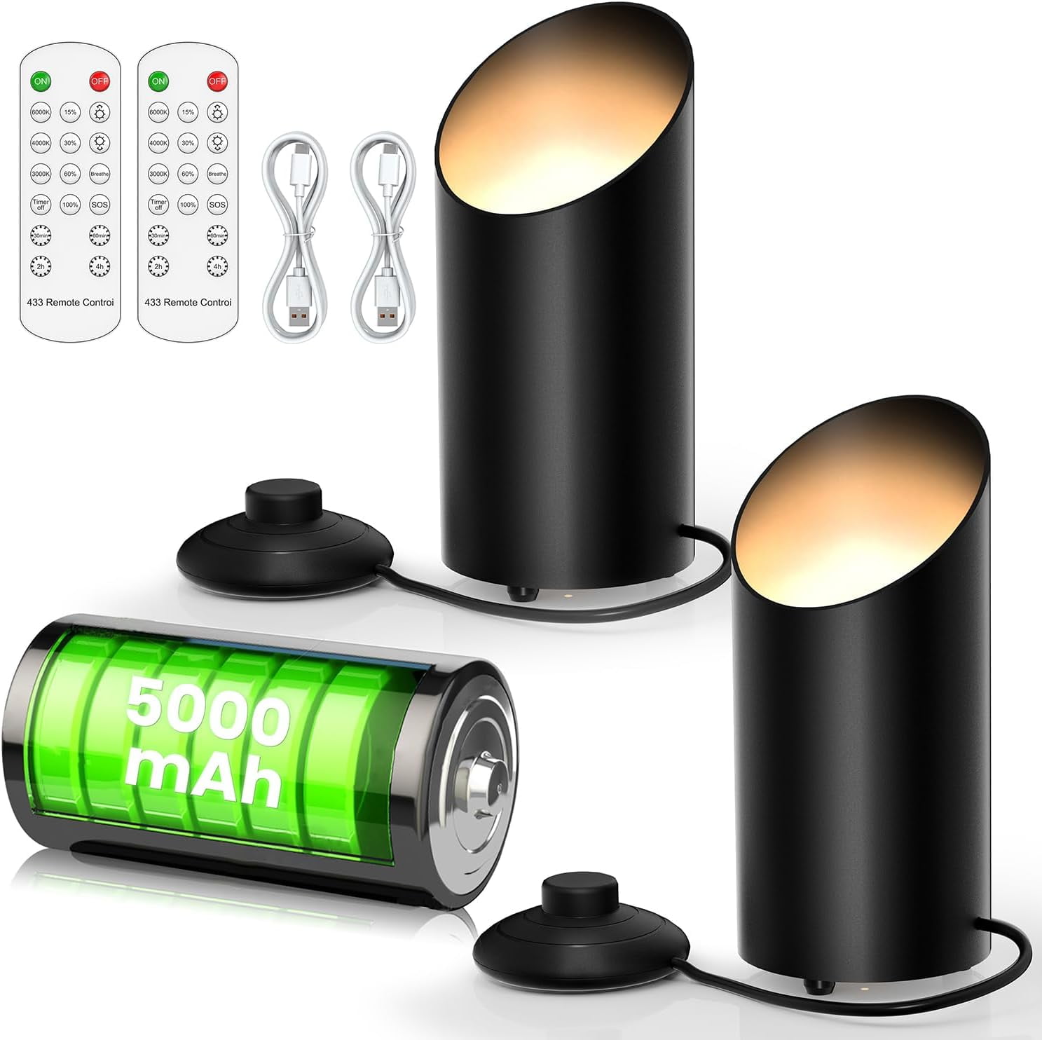 Rechargeable Indoor Up Lights Portable Floor Can Lights with Spotlight ...