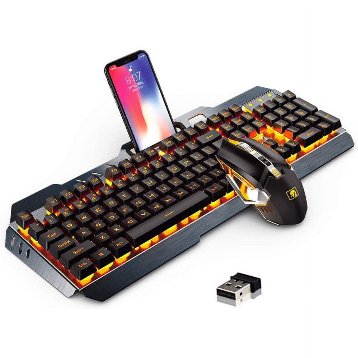 Rechargeable Keyboard and Mouse Combo, Mechanical Feel Metal Panel ...