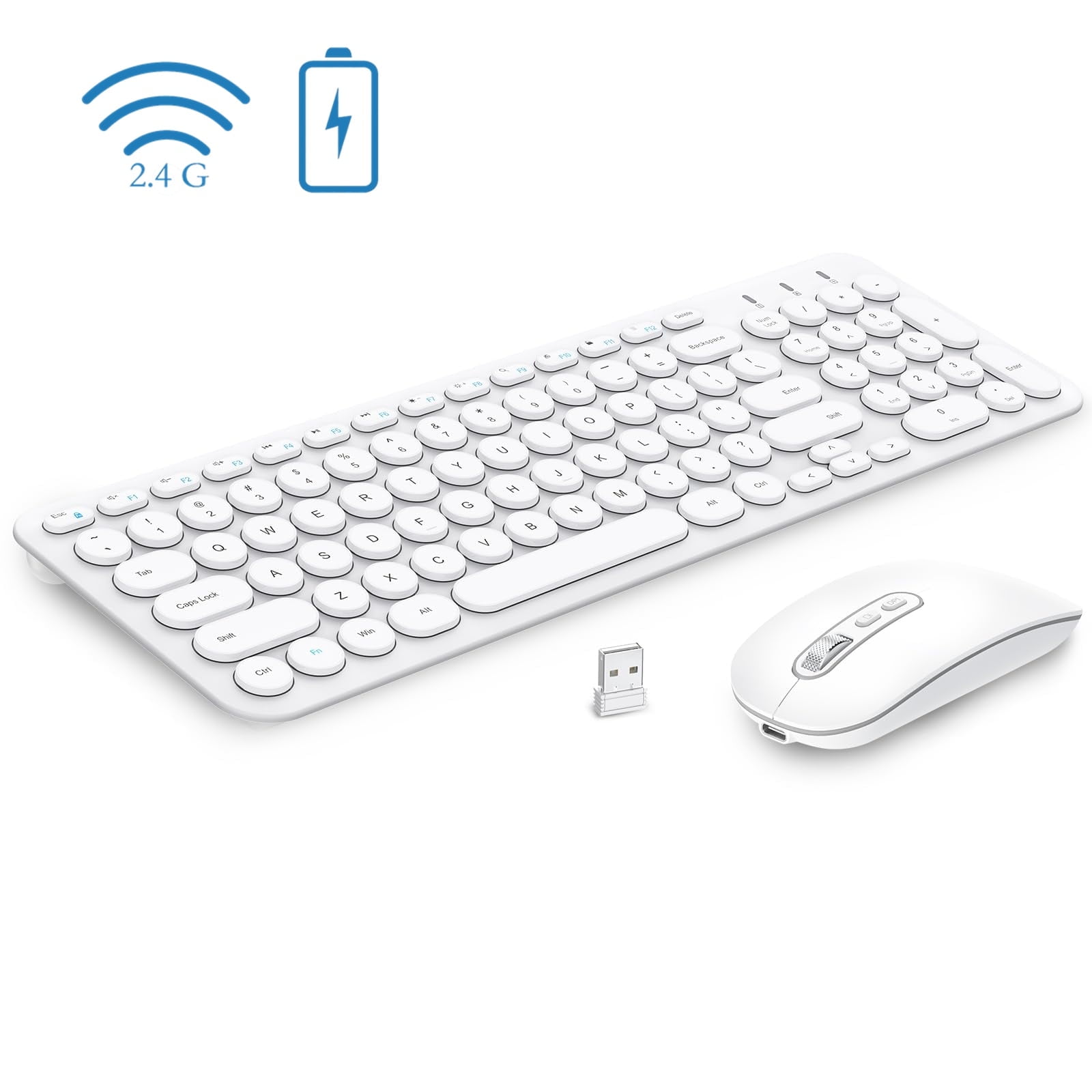 Rechargeable Keyboard and Mouse, cimetech Wireless Keyboard and Mouse ...