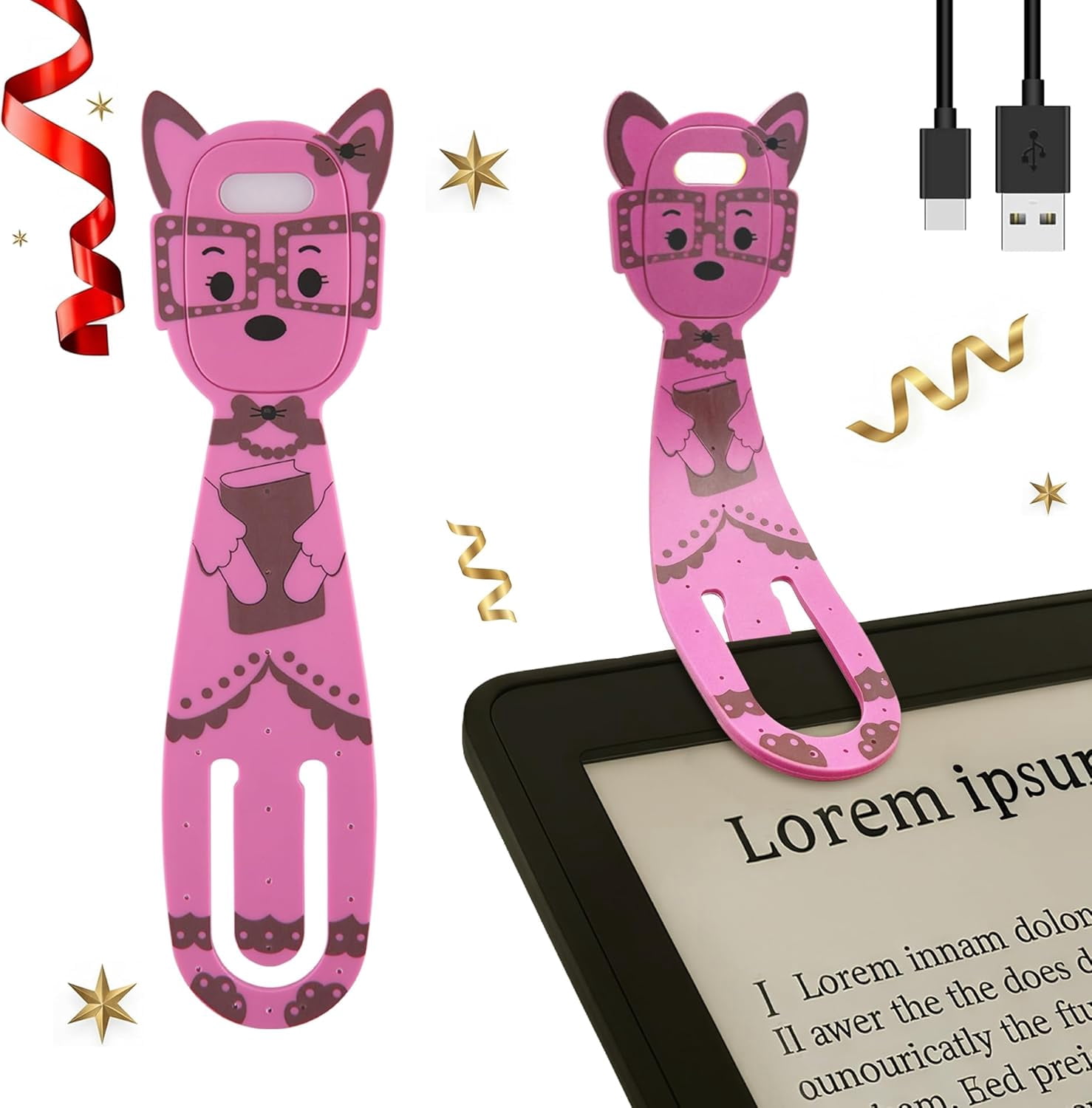 Rechargeable Kids Book Light, Cute Bookmark Reading Light for Kids ...