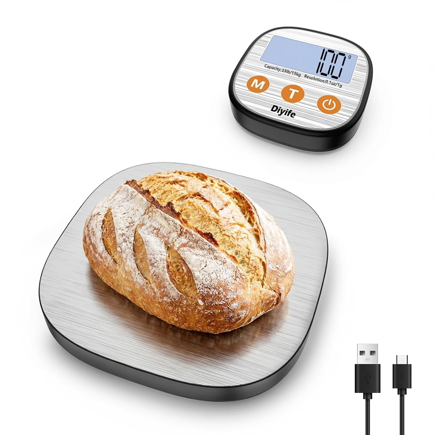 Rechargeable Kitchen Food Scale, 33lb Wireless Digital Scale with ...