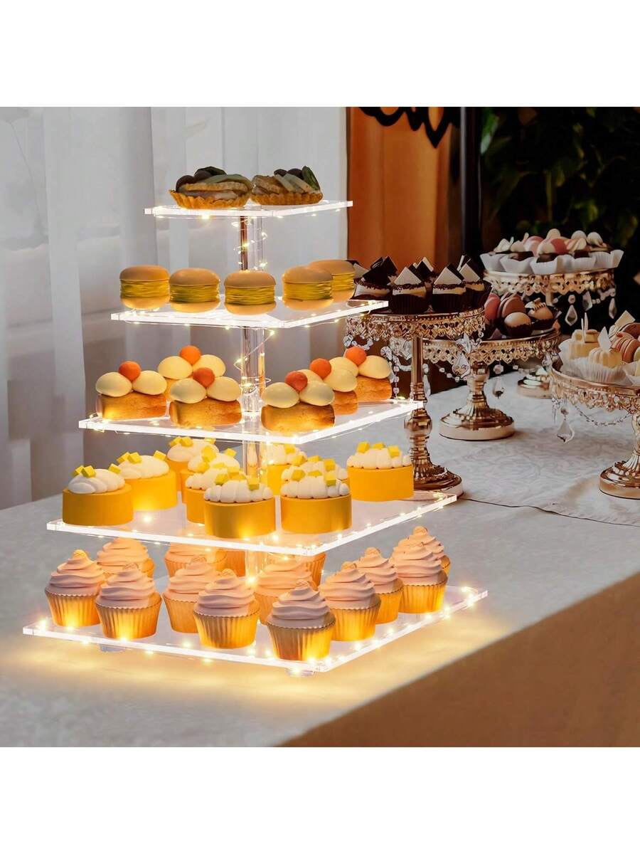 Rechargeable LED Acrylic Multi-Tier Cake Stand - Premium Dessert ...