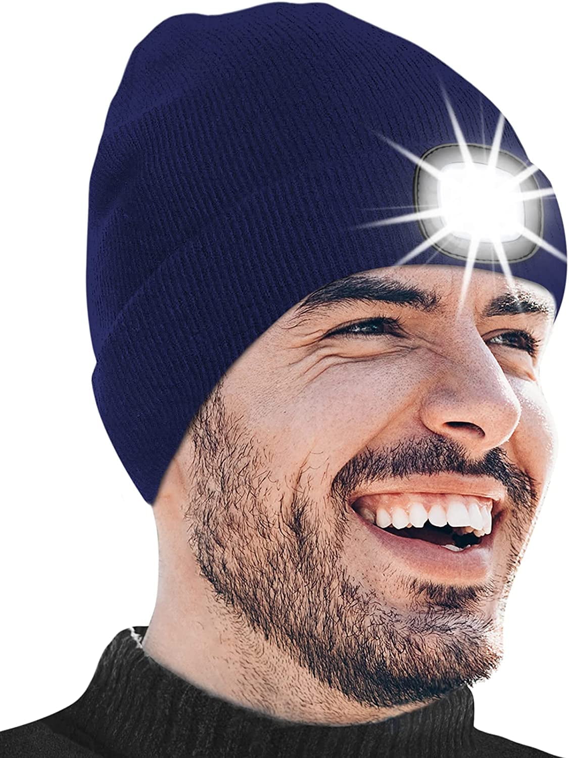 Rechargeable LED Beanie Cap, Hands Free LED Flashlight Lighted Headlamp ...