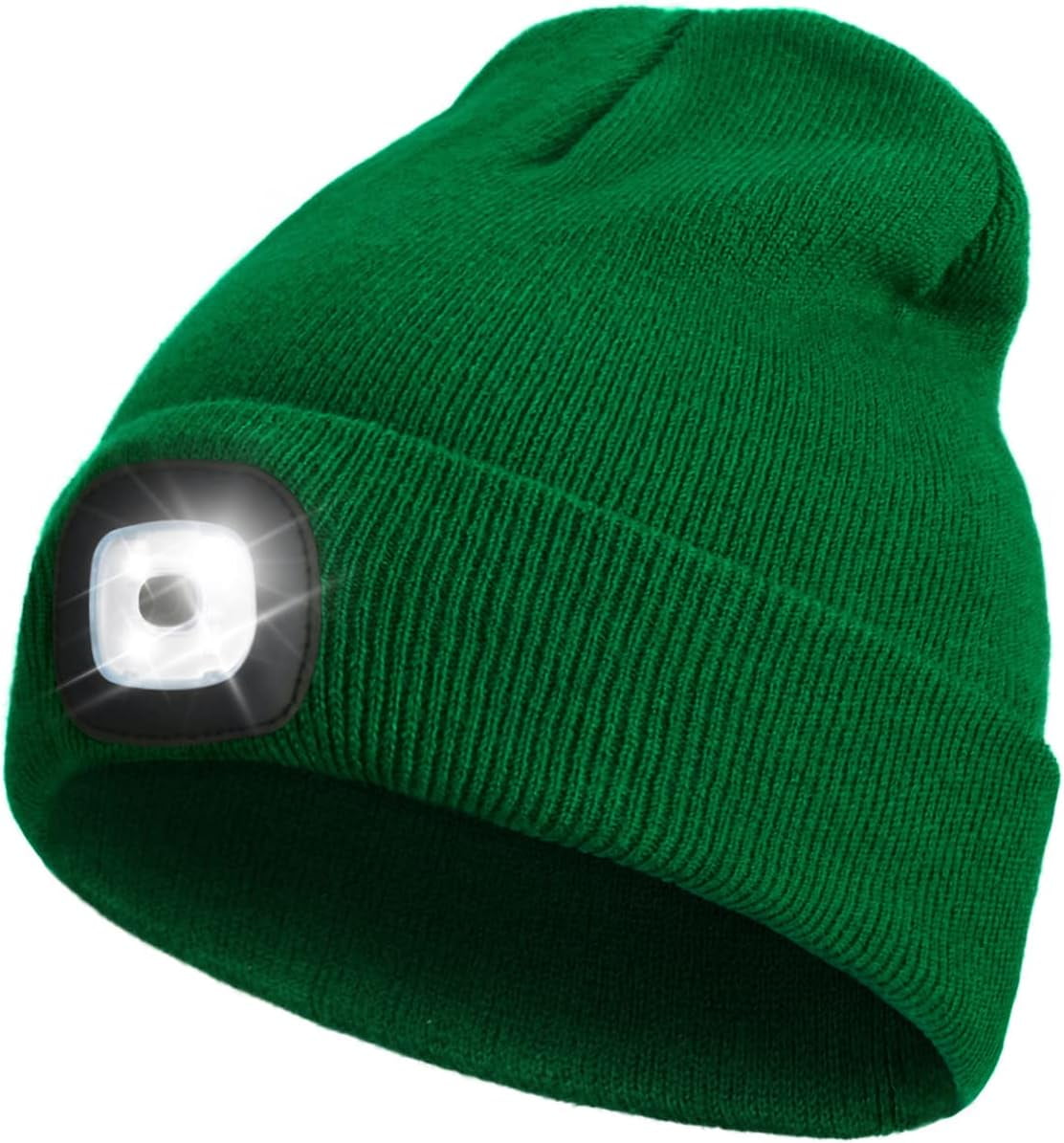 Rechargeable LED Beanie Hat with 4 Lights - Unisex Winter Knit Cap with ...