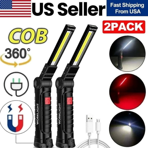 RVPOZWER Rechargeable LED COB Work Light Mechanic Flashlight Lamp ...