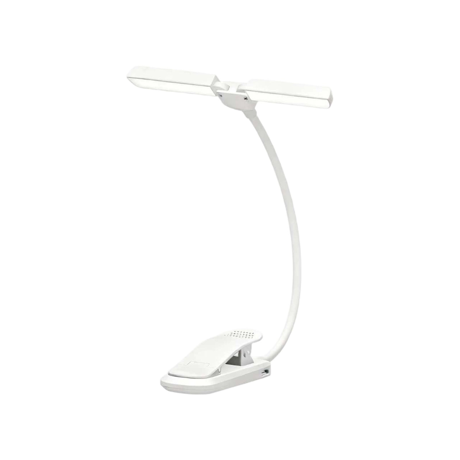 Rechargeable LED Desk Lamp Dual Head Clip On Reading Light Adjustable ...