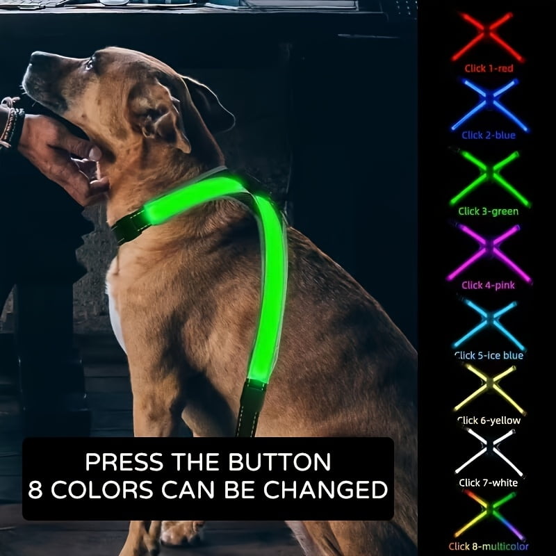 Rechargeable LED Dog Vest - 8 Color Lights, USB-Powered Safety Vest for ...