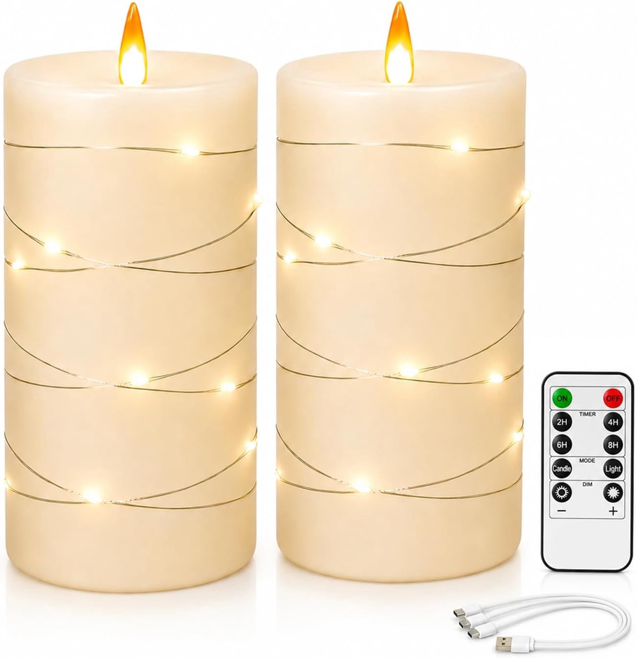 Rechargeable LED Flameless Candles with Remote, 2 Pack Ivory - Walmart.com