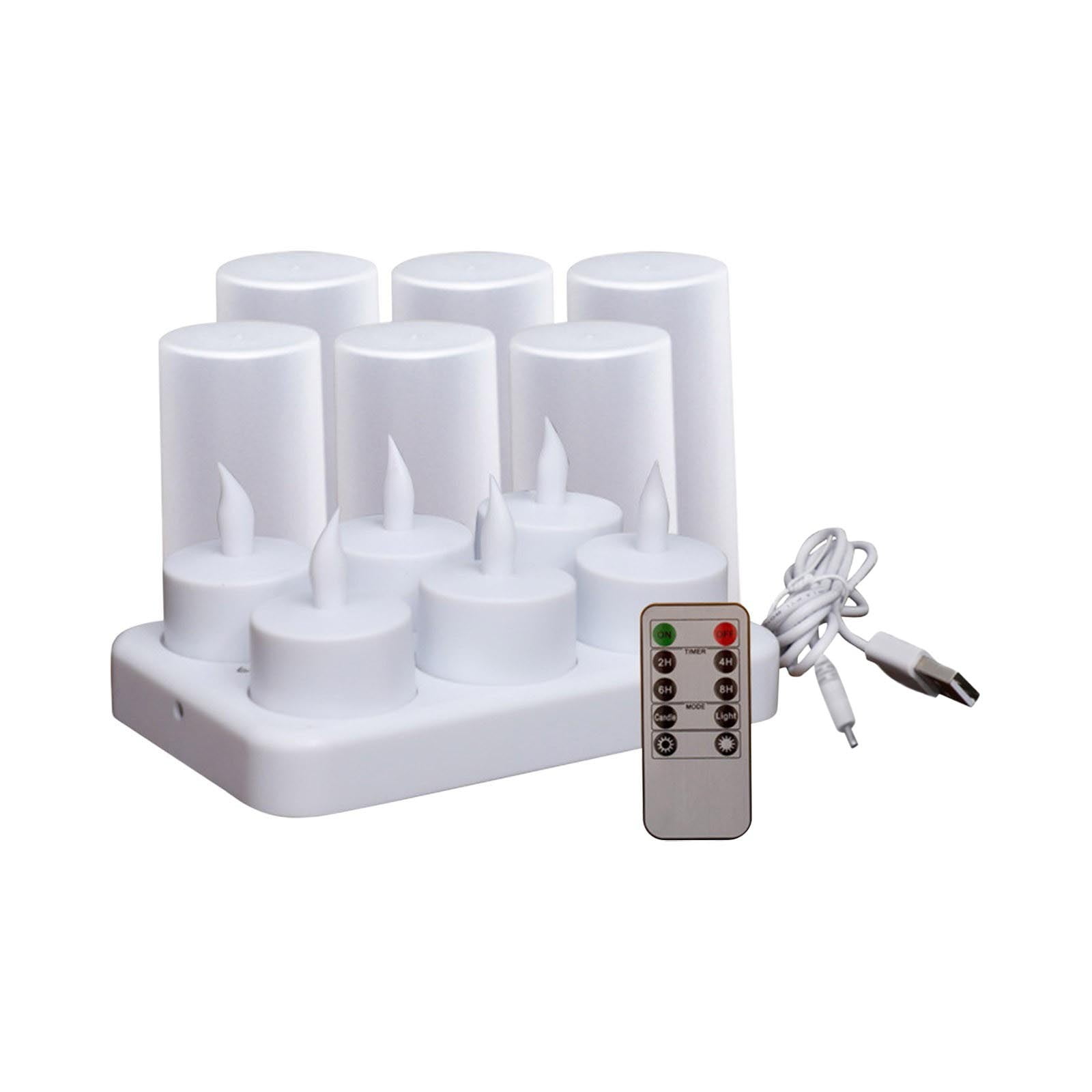 Rechargeable LED Flameless Tea Lights with Remote - 6-Pack Timer ...