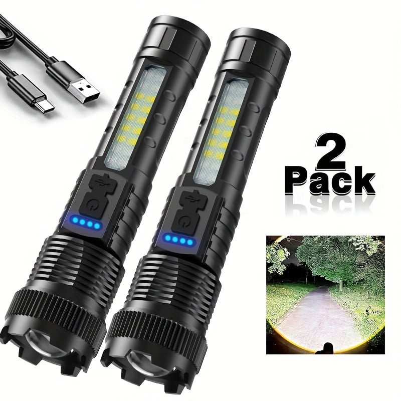 Rechargeable LED Flashlight , COB Side Light and Powerful Handheld ...