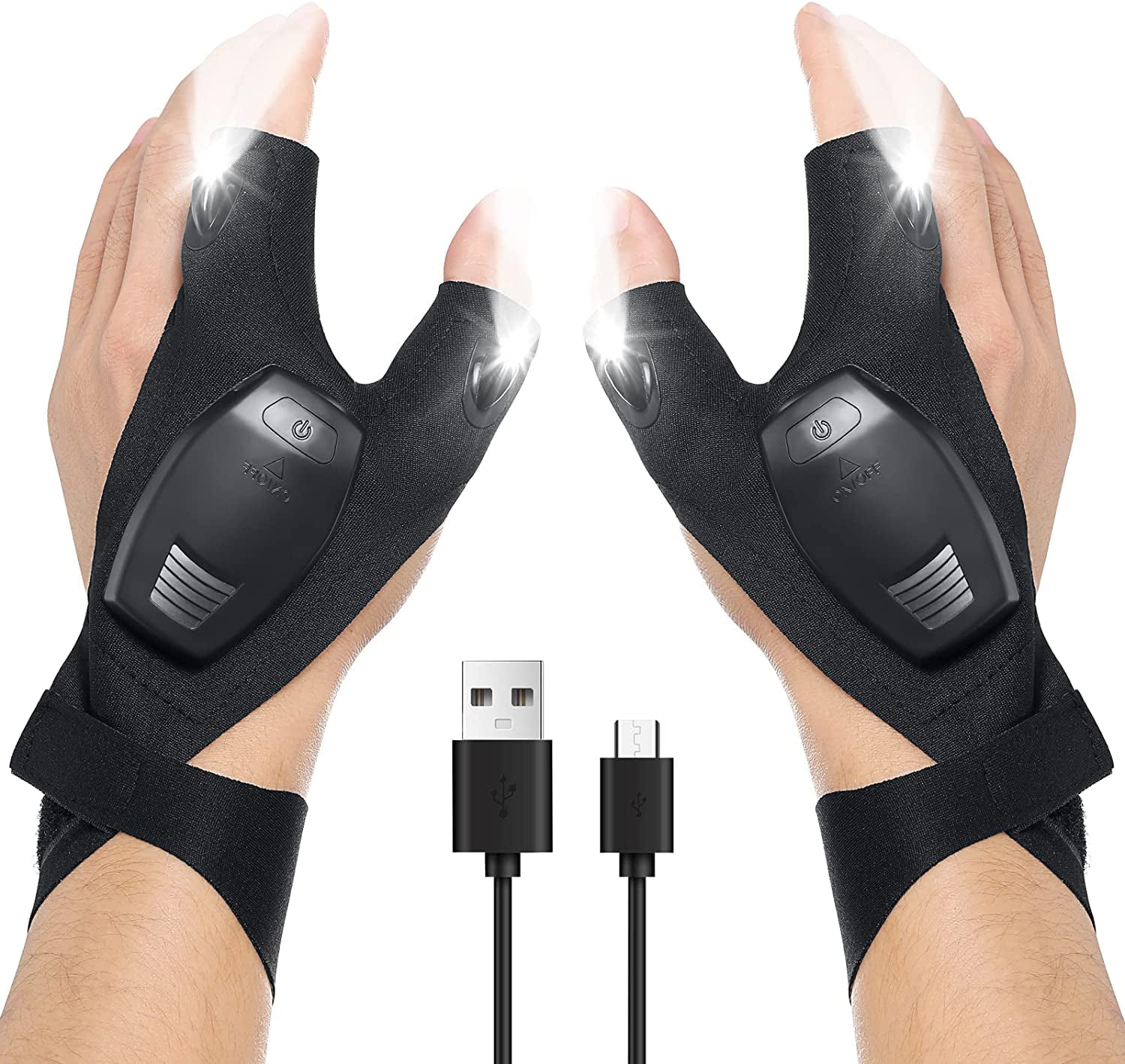 Rechargeable LED Flashlight Gloves Stocking Stuffers for Adults Men ...