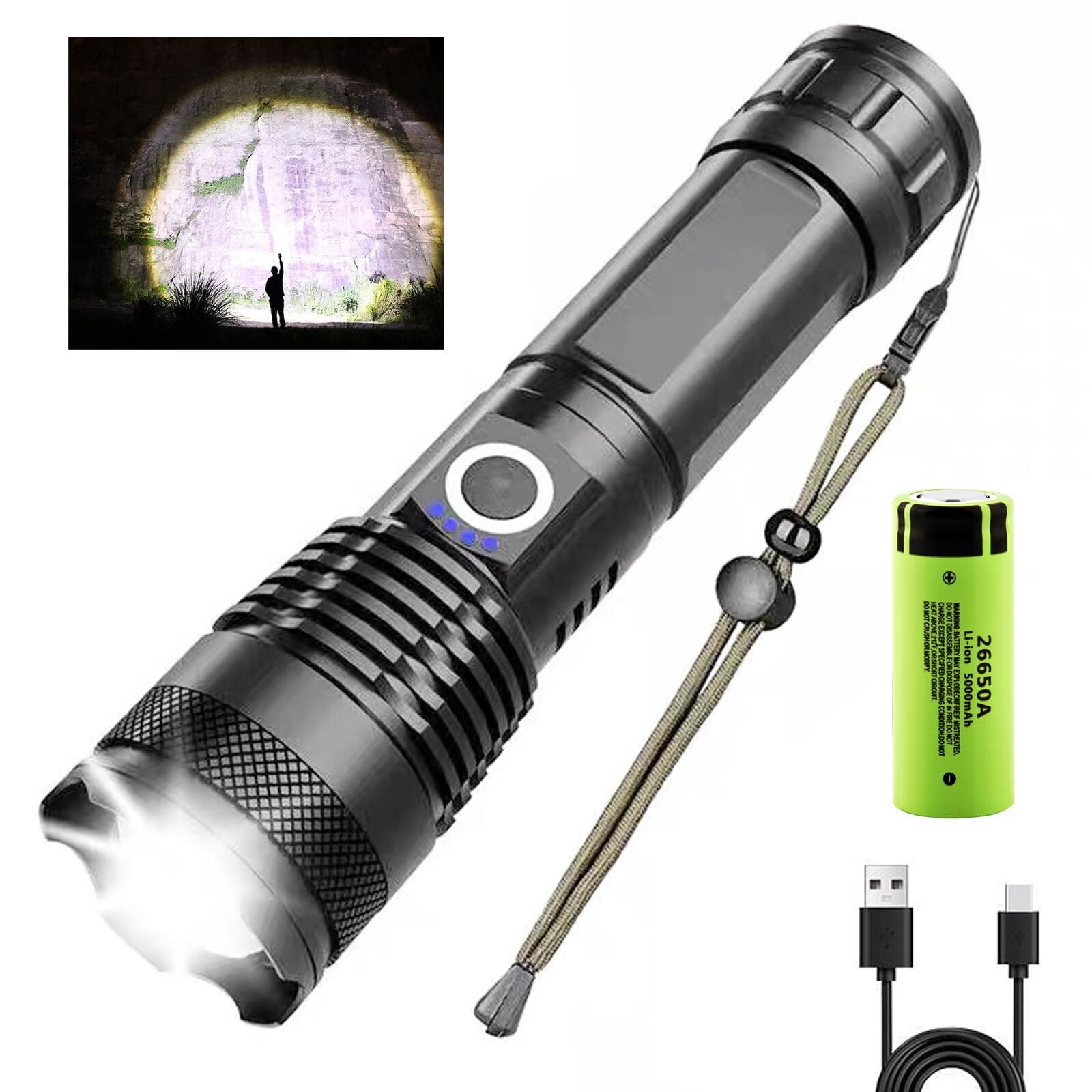 Rechargeable LED Flashlights 10000 High Lumens Super Bright Flashlights ...