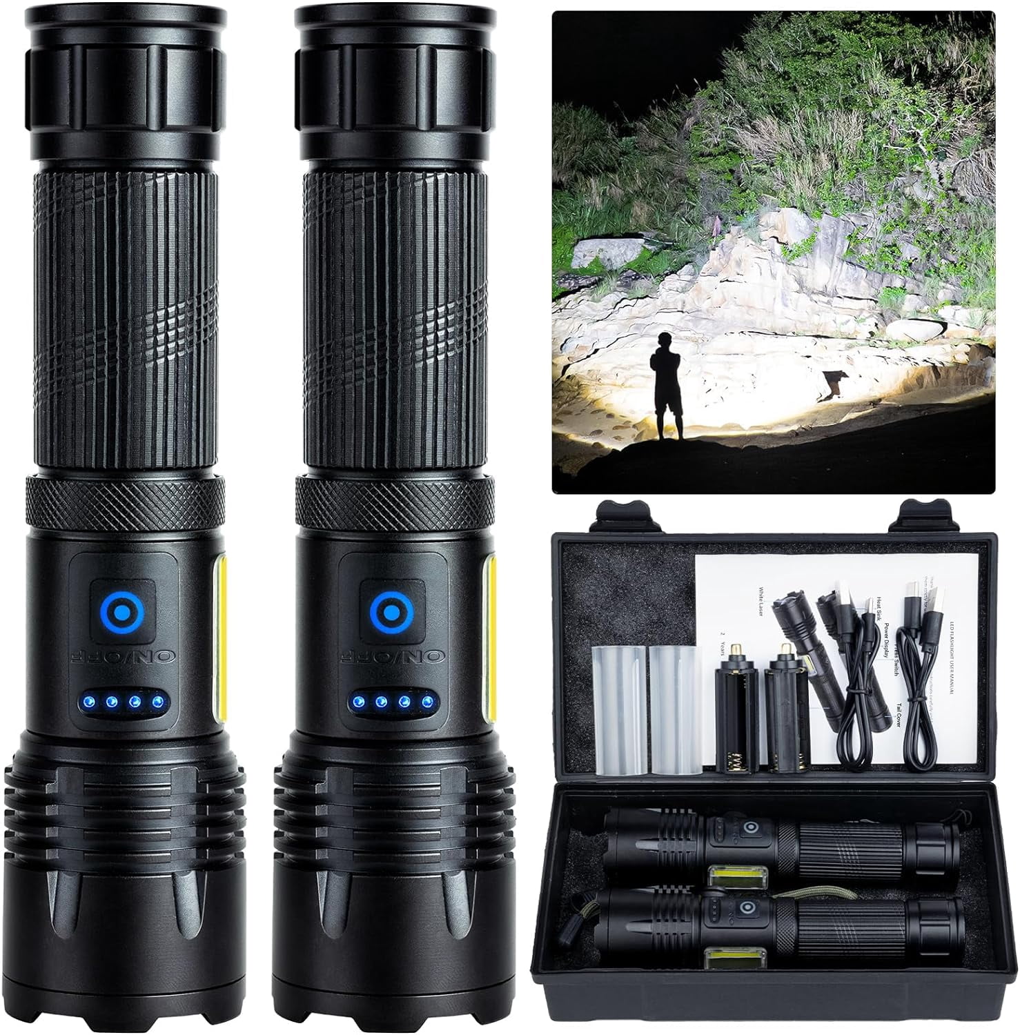 Rechargeable LED Flashlights High Lumen,990,000 Lumens Super Bright ...