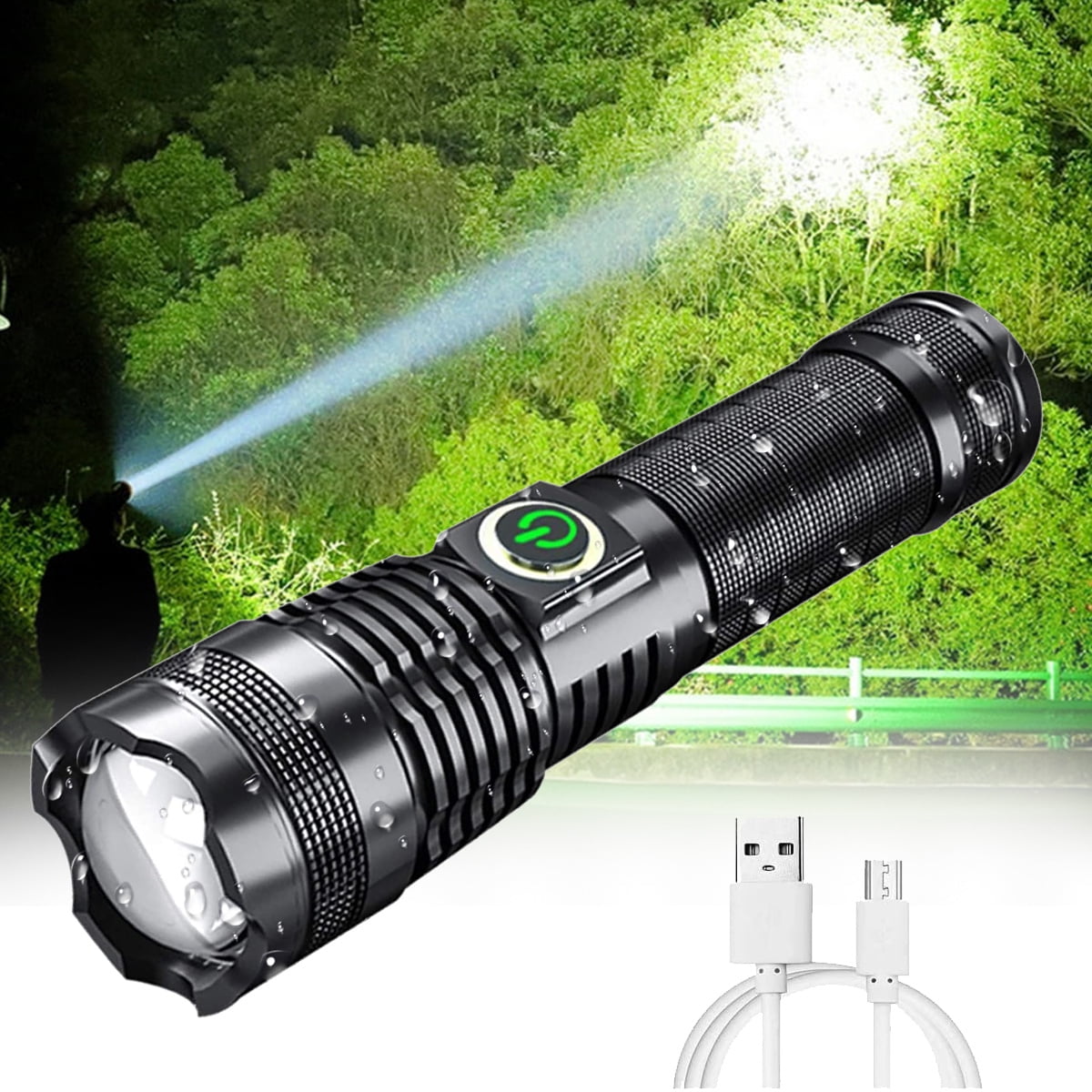 QF Home Rechargeable LED Flashlight, High Lumens, Super Bright, 5 Modes ...